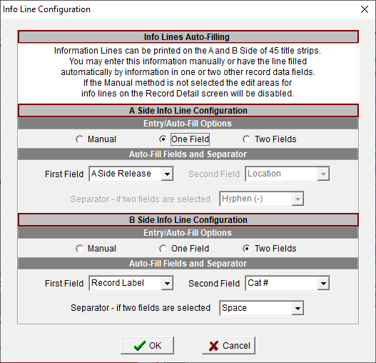 Main Screen > Records > Configure-Info Lines